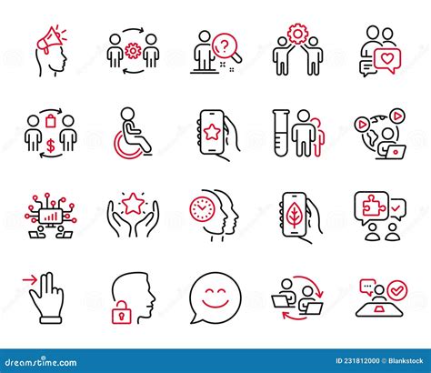 Employees Teamwork Cogwheel Blueprint And Handout Icons Set Vector 185407085
