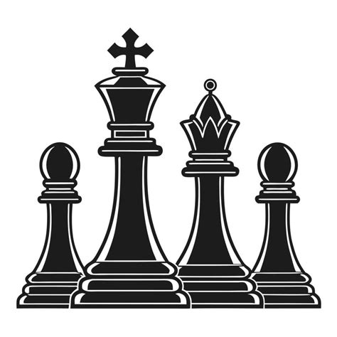 Black Chess Pieces King Queen And Pawns Illustration 65458100 Vector