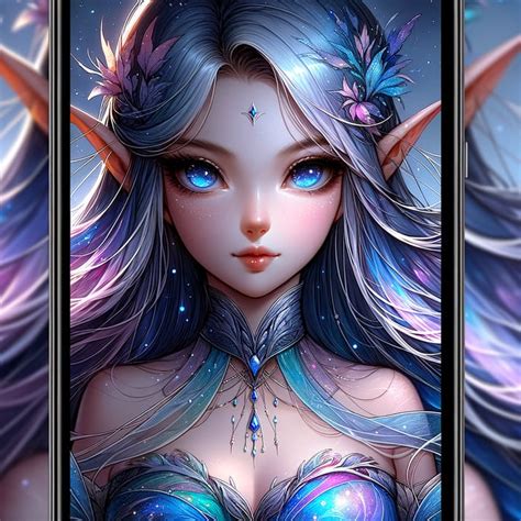Fantastical Elf Girl Design In Blue And Purple Tones Ai Art Generator