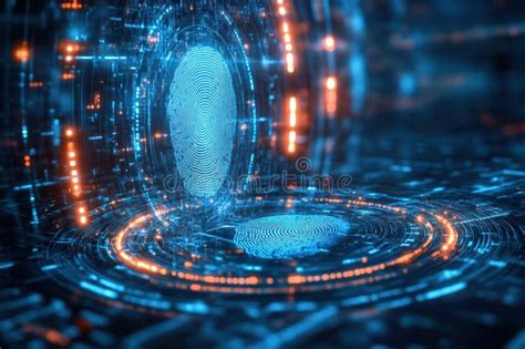 Digital Fingerprint Technology In An Abstract Futuristic Setting With Vibrant Colors And