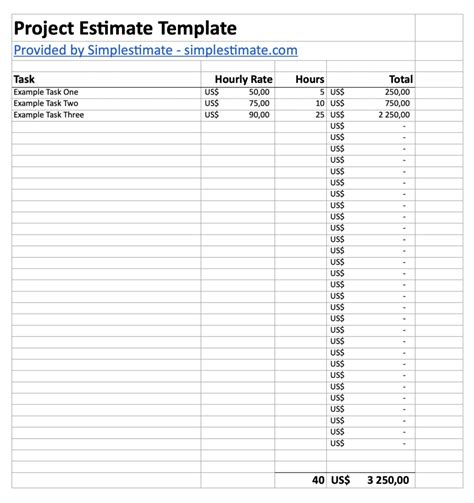 Free Excel Cost Estimate Template Excel Simple Estimate Move