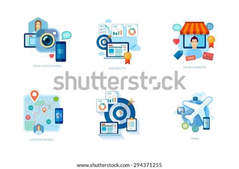 Set Modern Flat Design Icons Application Stock Vector Royalty Free