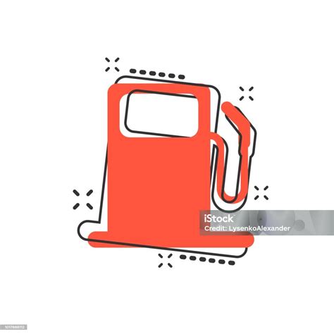 벡터 만화 스타일에서 만화 연료 주유소 아이콘 자동차 가솔린 펌프 기호 그림 그림 연료 사업 시작 효과 개념입니다 가솔린에 대한 스톡 벡터 아트 및 기타 이미지 Istock