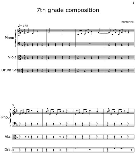7th Grade Composition Sheet Music For Piano Viola Drum Set