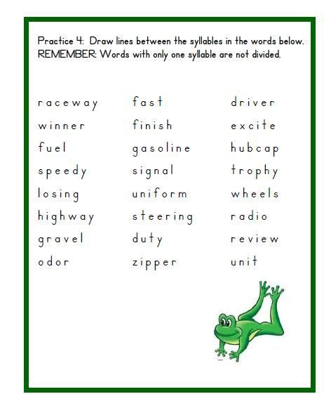 Rules For Syllabication 1st Grade Worksheets Teaching Lessons Syllable