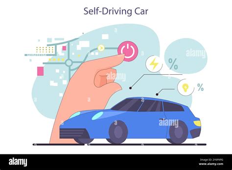 Self Driving Car Futuristic Vehicle With Automatic Self Driving System Artificial Intelligence