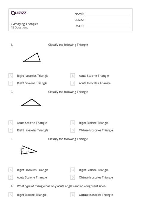 50 Classifying Triangles Worksheets For 8th Year On Quizizz Free And Printable