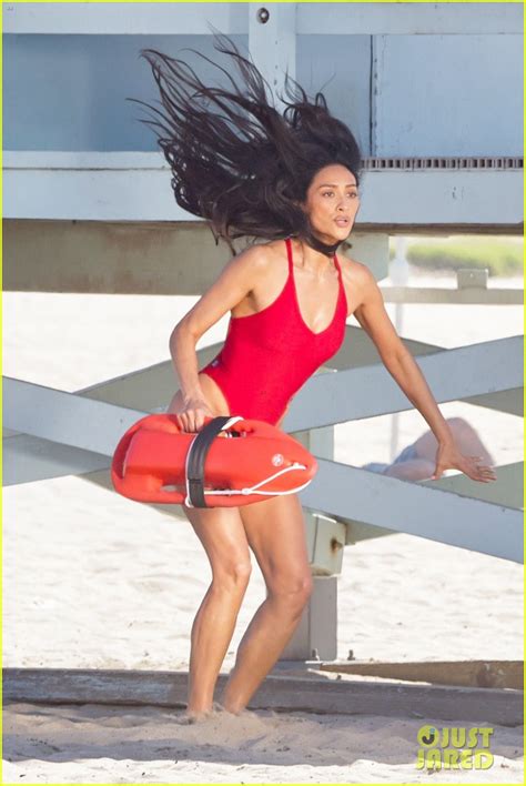 Shay Mitchell Dons Baywatch Red Bathing Suit To Film Rescue Scene On