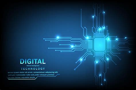 Premium Vector Vector Futuristic Microchip Cpu Circuit Board Blue Light Technology Abstract