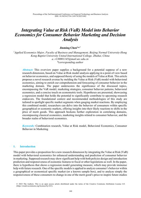Pdf Integrating Value At Risk Var Model Into Behavior Economics For