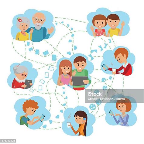 남자 여자 부부는 자녀의 부모 조부모와 친구를 태블릿합니다 가족에 대한 스톡 벡터 아트 및 기타 이미지 가족 개념 개념과 주제 Istock