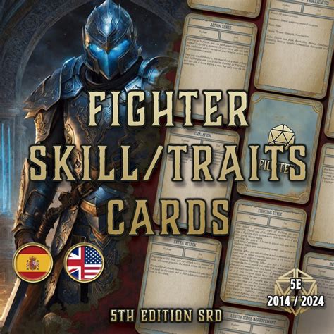 Dnd Fighter Class Cards Printable Skills And Traits Pdf 5e Character Reference Dungeons And