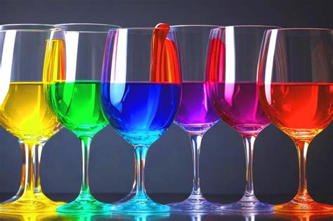 Premium Photo A Row Of Colorful Wine Glasses Background