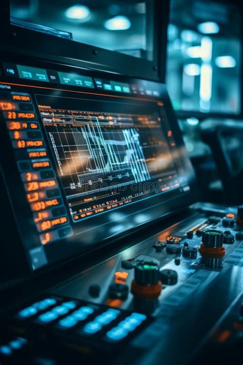 Cnc Machine Control Panel With Intricate Data And Graph Displays