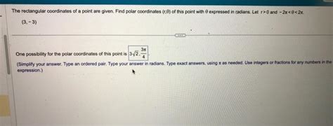 Solved The Rectangular Coordinates Of A Point Are Given Chegg