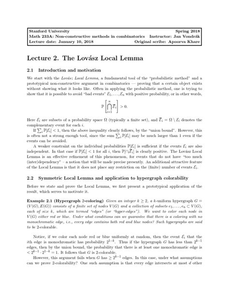 Lovasz Local Lemma Imo Probability Pdf Vertex Graph Theory Discrete Mathematics
