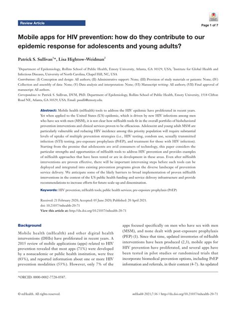 Pdf Mobile Apps For Hiv Prevention How Do They Contribute To Our