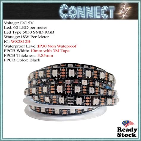 ARGB WS2812B Led Light Strip 5v 60 Leds Per Meter Rgb Led Strip WS2812B Waterproof Individually