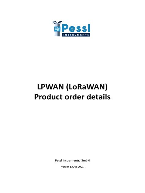 Lpwan Lorawan Order Details V14 Download Free Pdf Computer Network