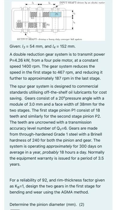 Solved P INPUT SHAFT Driven By An Electic Motor OUTPUT Chegg Com