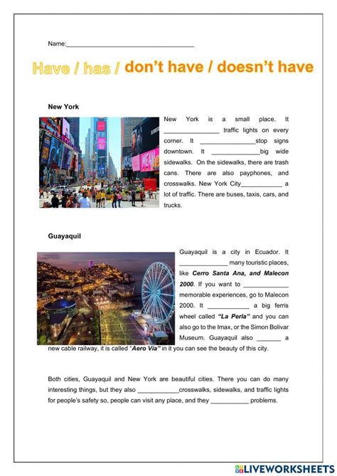 Have Has Don Free Interactive Worksheets 917158