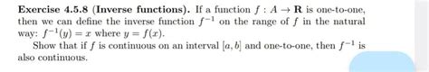 Solved Exercise Inverse Functions If A Function Chegg