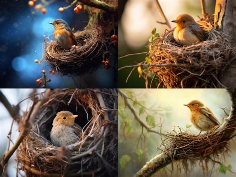 Premium Photo Bird Sitting In A Nest On A Tree Branch