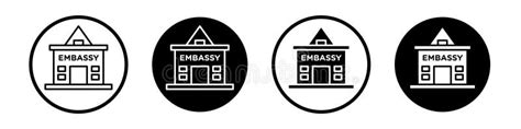 Embassy Thin Line Vector Icon Set Stock Vector Illustration Of House