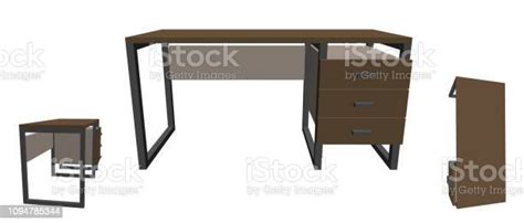 빈 사무실 책상입니다 흰색 배경에 고립 3 차원 벡터 그림입니다 0명에 대한 스톡 벡터 아트 및 기타 이미지 0명 3차원