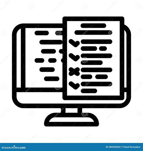 software testing line icon vector illustration stock vector illustration of developer office