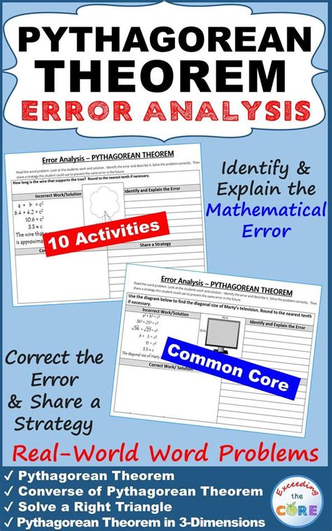 PYTHAGOREAN THEOREM Word Problems Error Analysis Find The Error