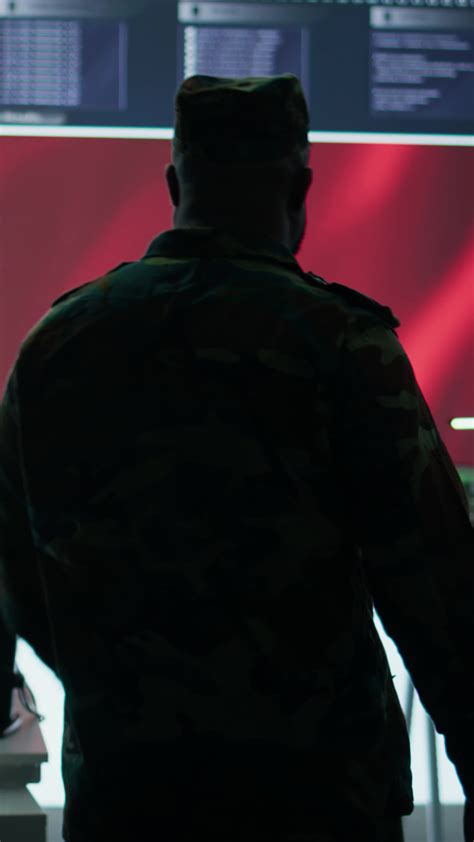 Vertical Army It Expert In Control Center Collecting Real Time Battlefield Data Process