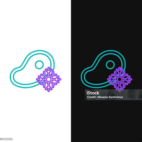 흰색과 검은 색 배경에 고립 된 신선한 냉동 스테이크 고기 아이콘 라인 다채로운 개요 개념 벡터 고기에 대한 스톡 벡터 아트 및