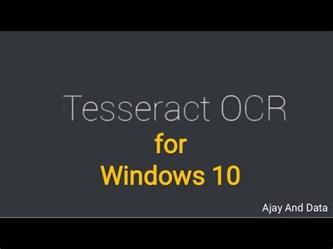 Install Tesseract On Windows 10 Datenergylodge