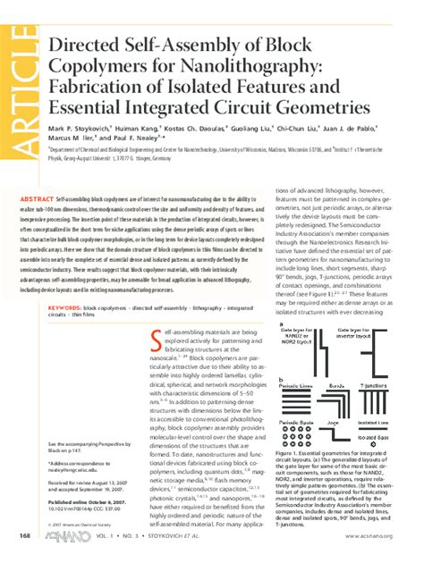 Pdf Directed Self Assembly Of Block Copolymers For Nanolithography Fabrication Of Isolated