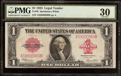 Large 1923 1 Dollar Bill Red Seal United States Legal Tender Note Fr