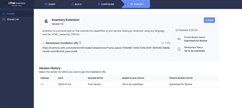Publish Extension Developer Zoho Inventory