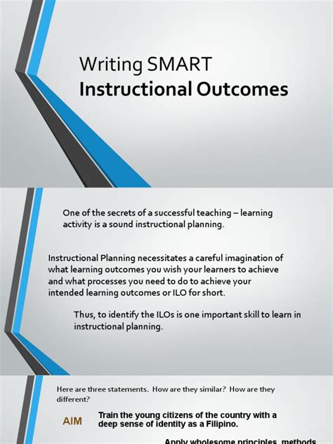 Ped 103 Instructional Outcomes Pdf Learning Educational Aims And