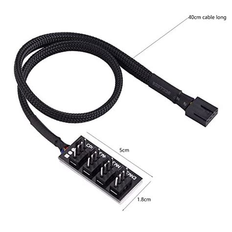 4 pin pwm power cable black sleeved 4 way pwm splitter hub computer cpu