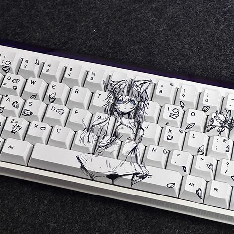 Whimsical Cat Ear Girl Keycap Set Anime Girl Noveltykeycaps