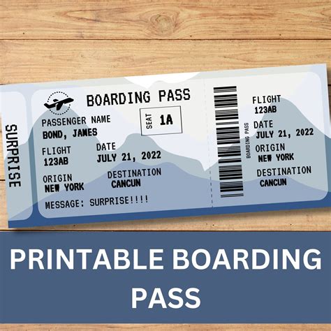 Boarding Pass Template Surprise Trip Announcement Printable Airplane