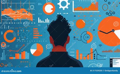 Man Examining Multiple Diagrams In Office Setting Stock Image Image