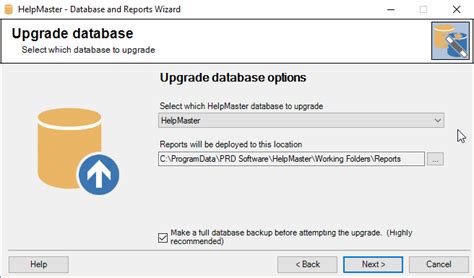 Upgrading An Existing Helpmaster Database Helpmaster Service Management Software Documentation