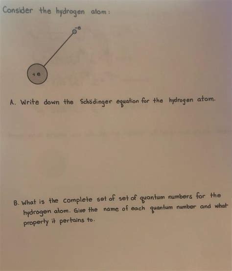 Solved Consider The Hydrogen Atom A Write Down The Chegg Com