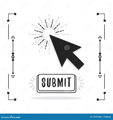 Black Abstract Close Up Click Cursor Pointer And Submit Button Icon