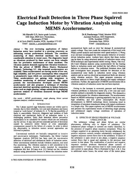 Electrical Fault Detection In Three Phase Squirrel Cage Induction Motor By Vibration Analysis