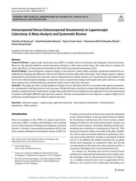 Intracorporeal Versus Extracorporeal Anastomosis In Laparoscopic