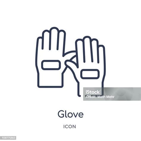 미식 축구 개요 컬렉션에서 선형 글로브 아이콘입니다 얇은 라인 글로브 벡터 흰색 배경에 고립입니다 장갑 유행 삽화 가사 집안일에 대한 스톡 벡터 아트 및 기타 이미지