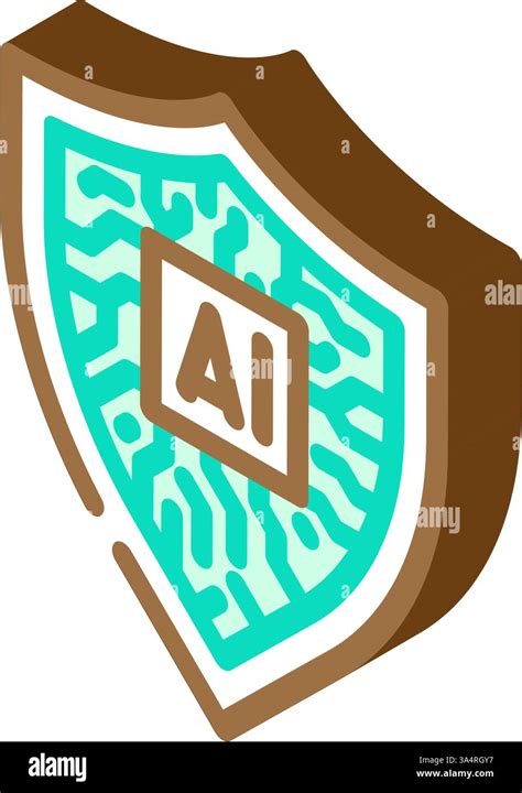 Security Shield With Ai Deep Learning Isometric Icon Vector Illustration Stock Vector Image