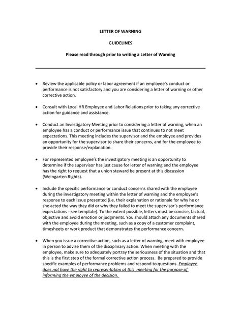 49 Professional Warning Letters Free Templates Templatelab